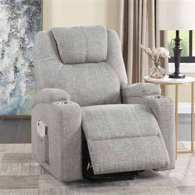Evander Power Lift Recliner in Light Gray Chenille Finish by ACME Furn ...